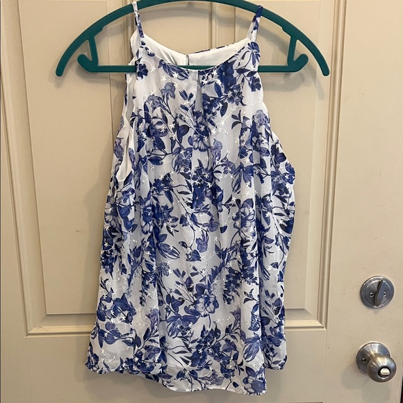 BCX | Tops | Bcx Blue And White Floral Tank Top | Poshmark